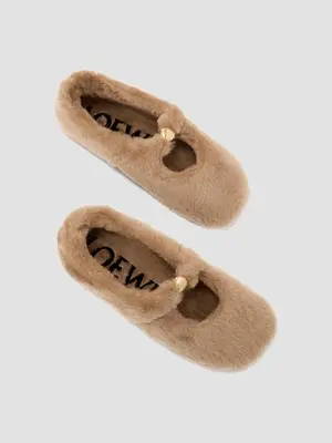 Loewe Pebble Soft Shearling Ballerina Flats