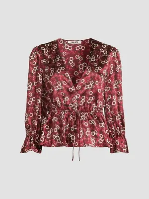 Ciao Lucia Renata Floral Silk Charmeuse Top - Ruby