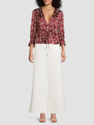 Ciao Lucia Renata Floral Silk Charmeuse Top