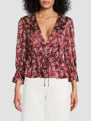 Ciao Lucia Renata Floral Silk Charmeuse Top