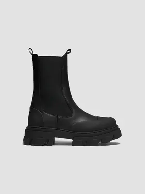 GANNI Logo Leather Chelsea Boots