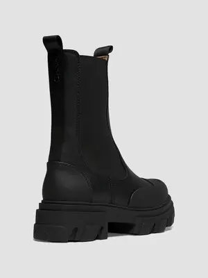 GANNI Logo Leather Chelsea Boots