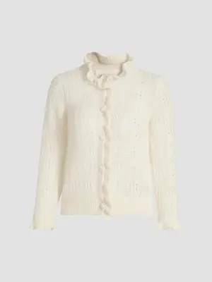 DÔEN Claudie Ruffle Cardigan - Ivory