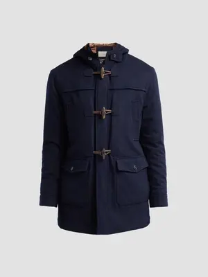 Canali Hooded Wool-cashmere Duffle Coat - Navy