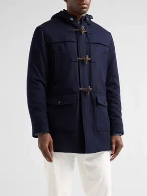 Canali Hooded Wool-cashmere Duffle Coat