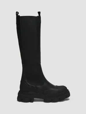 GANNI Cleated Knee-high Chelsea Boots - Black