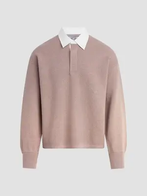 Hudson Jeans Contrast-collar Long-sleeve Polo Sweater