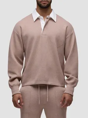 Hudson Jeans Contrast-collar Long-sleeve Polo Sweater