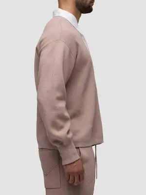 Hudson Jeans Contrast-collar Long-sleeve Polo Sweater