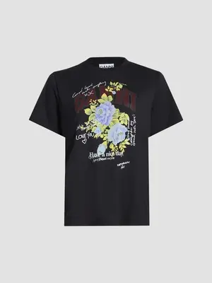 GANNI Rose Graphic T-shirt - Phantom