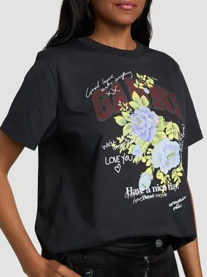 GANNI Rose Graphic T-shirt - Phantom