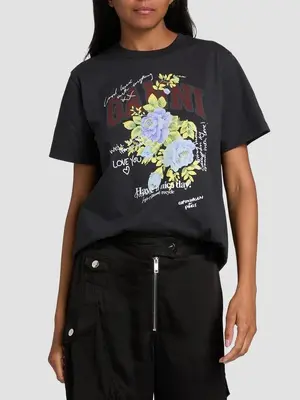 GANNI Rose Graphic T-shirt - Phantom