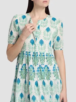 RO'S GARDEN Daphne Floral Cotton Midi-dress