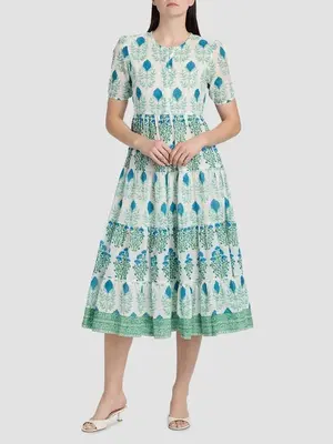 RO'S GARDEN Daphne Floral Cotton Midi-dress