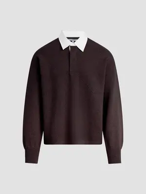 Hudson Jeans Contrast Cotton-cashmere Long-sleeve Polo Shirt - Motor