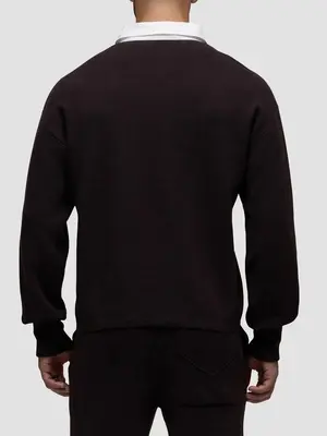 Hudson Jeans Contrast Cotton-cashmere Long-sleeve Polo Shirt