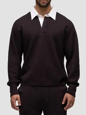 Hudson Jeans Contrast Cotton-cashmere Long-sleeve Polo Shirt