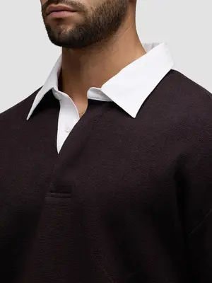 Hudson Jeans Contrast Cotton-cashmere Long-sleeve Polo Shirt