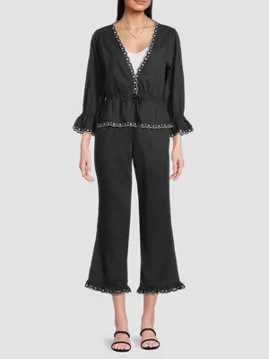 Ciao Lucia Renata Embroidered Cotton Voile Top