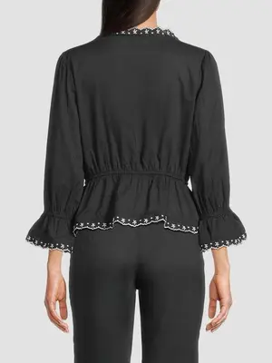 Ciao Lucia Renata Embroidered Cotton Voile Top