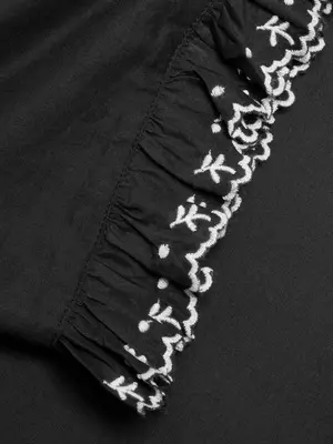 Ciao Lucia Kaja Cotton Voile Embroidered-hem Crop Pants