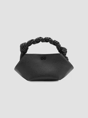 GANNI Bou Mini Leather Top Handle Bag - Black