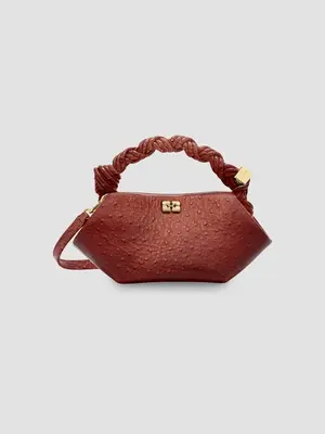 GANNI Bou Mini Leather Top Handle Bag - Red