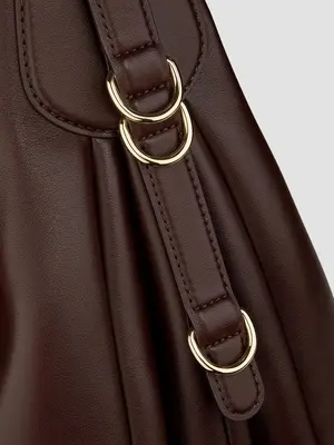 GANNI Large Kat Leather Hobo Bag - Chicory Coffee