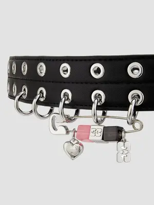 GANNI Double Eyelet Leather Belt