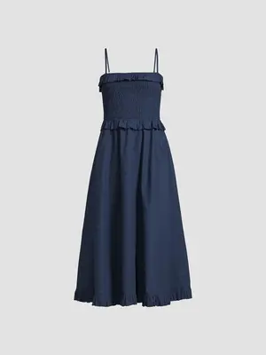 Ciao Lucia Karine Shirred Cotton Poplin Midi-dress