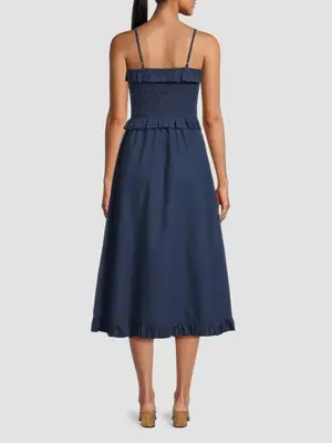 Ciao Lucia Karine Shirred Cotton Poplin Midi-dress