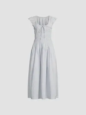 Ciao Lucia Lauretta Smocked Cotton Midi-dress