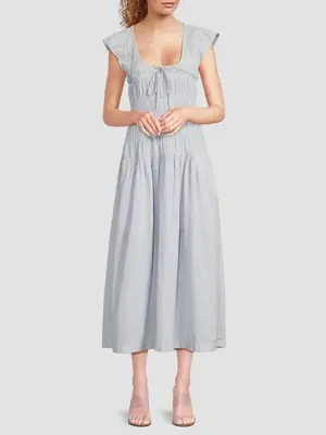 Ciao Lucia Lauretta Smocked Cotton Midi-dress