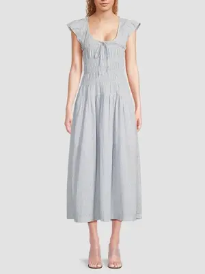 Ciao Lucia Lauretta Smocked Cotton Midi-dress