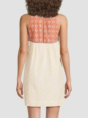 Ciao Lucia Eros Floral-colorblocked Cotton-silk Minidress