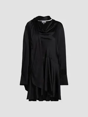 GANNI Stretch-satin Cowlneck Midi-dress