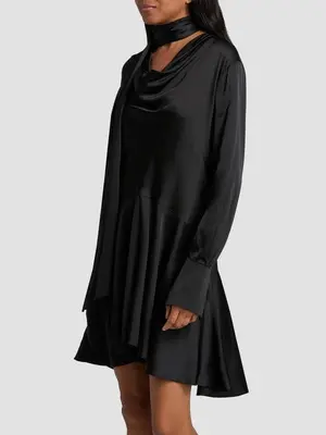 GANNI Stretch-satin Cowlneck Midi-dress