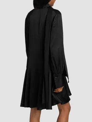 GANNI Stretch-satin Cowlneck Midi-dress