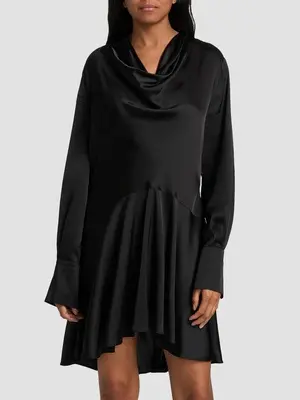 GANNI Stretch-satin Cowlneck Midi-dress