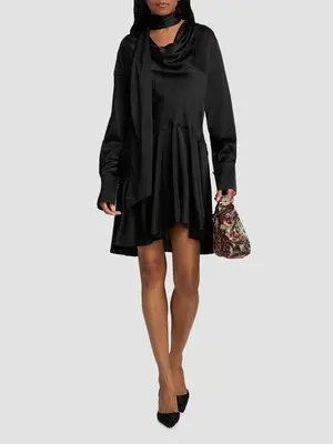 GANNI Stretch-satin Cowlneck Midi-dress