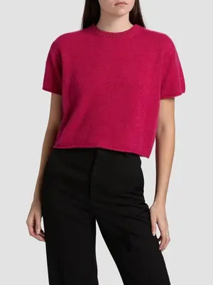 THE ELDER STATESMAN Cashmere Knit Short-sleeve Sweater