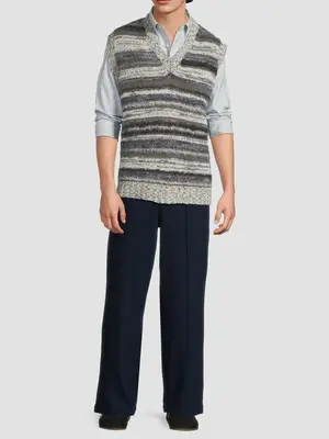 THE ELDER STATESMAN Boucle Mix Stripe Sweater Vest
