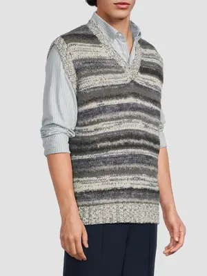 THE ELDER STATESMAN Boucle Mix Stripe Sweater Vest