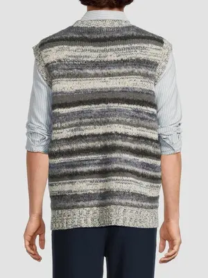 THE ELDER STATESMAN Boucle Mix Stripe Sweater Vest