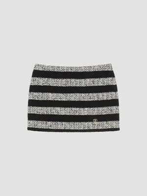 Valentino Garavani Mini Skirt In Stripe Tweed