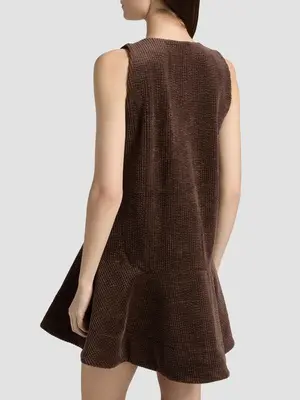 GANNI Seersucker Corduroy V-neck Minidress