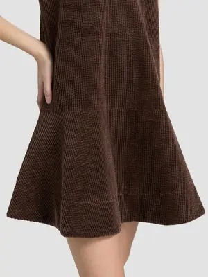 GANNI Seersucker Corduroy V-neck Minidress