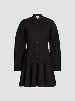GANNI Stretch Cotton Mini Shirtdress