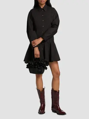 GANNI Stretch Cotton Mini Shirtdress