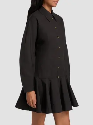 GANNI Stretch Cotton Mini Shirtdress